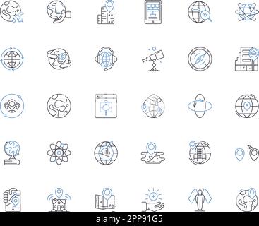 Wayfinding line icons collection. Navigation, Direction, Signage, Orientation, Mapping ...