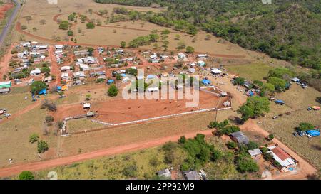 Aerial view to rodeo grounds and subsequent residential area in Bom ...
