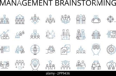 Supervision imagining line icons collection. Reflection, Feedback, Coaching, Development ...