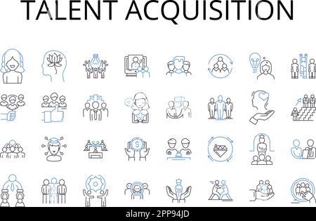 Talent acquisition line icons collection. Performance management ...