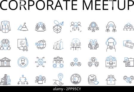 Corporate meetup line icons collection. Business conference, Executive ...