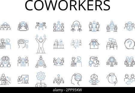 Coworkers line icons collection. Peers, Associates, Colleagues ...