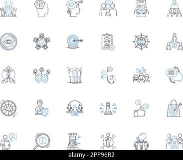 Organization hub line icons collection. Management, Collaboration ...