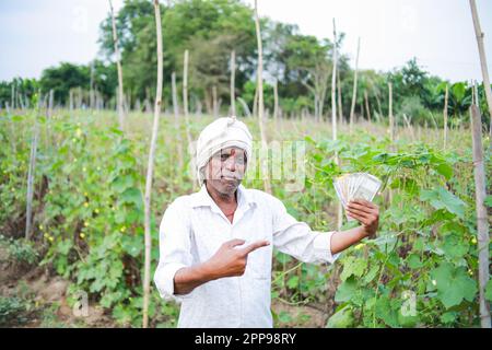 Indian Chinese okra farming , farmer holding baby Chinese okra in farm ...