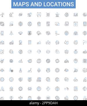 Maps and locations outline icons collection. Maps, Locations, Geography ...