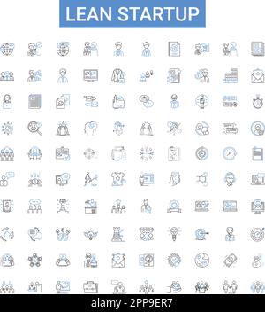 Lean startup outline icons collection. lean, startup, agile, methodology, business, iterative ...