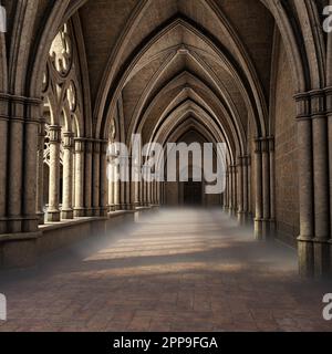 3d render of an ancient gothic courtyard Stock Photo - Alamy