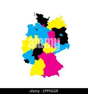 YELLOW CMYK color map of GERMANY Stock Vector Image & Art - Alamy