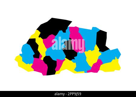 Bhutan map. Blank vector map of the country with regions. Borders of ...