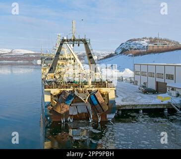 Russian spy ship and trawler moored at Kirkenes Norway Stock Photo - Alamy