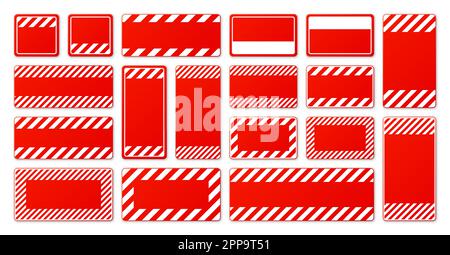 Various blank red warning signs with diagonal lines. Attention, danger ...