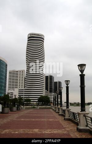 The Point building, a modern skyscraper, and the Guayas river ...