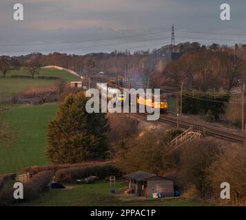 Colas Railfreight class 56 locomotiveshauling a long freight train ...