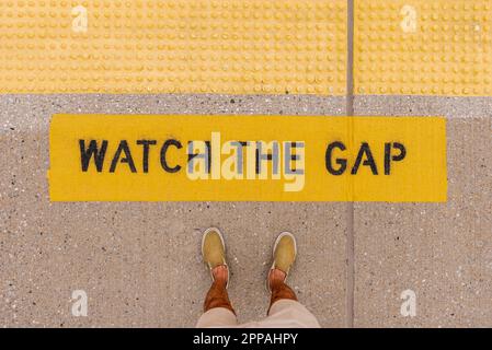 Top view gap warning sign Stock Photo - Alamy