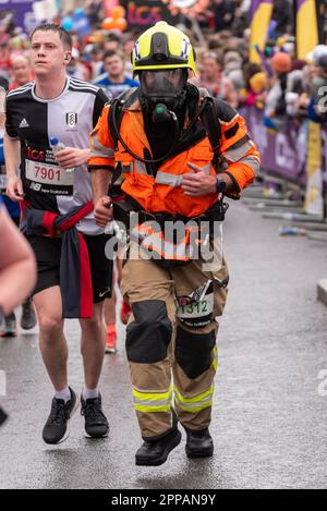 Firefighter Mark Peart competing in the TCS London Marathon 2023 ...