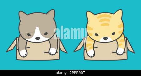 cat vector icon kitten calico box character illustration cartoon doodle ...