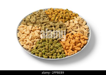 Colorful Moroccan miniature shortbread cookies called Krichlate, snack ...