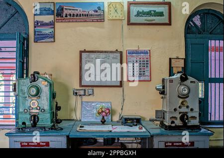 12 30 2008 Vintage Mechanical control panel for switching the route of trains.Gondal Railway ...