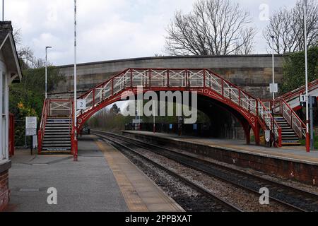 A listed victorian bridge at Garforth Railway Station in Leeds which is ...