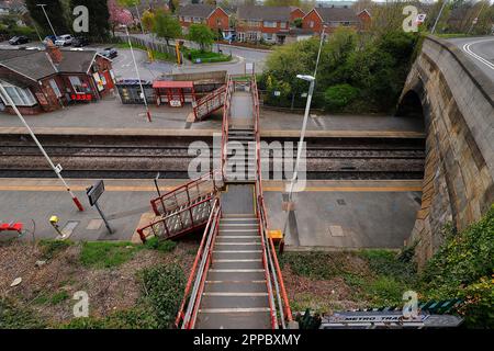 A listed victorian bridge at Garforth Railway Station in Leeds which is ...