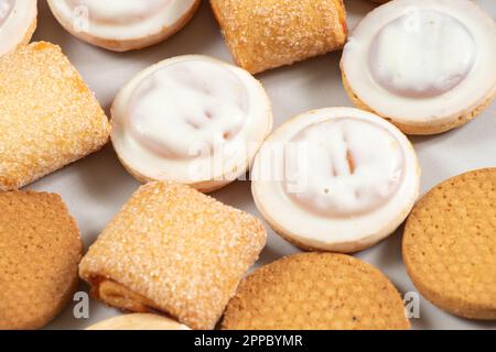 miscellaneous shortbread cookies as background close-up Stock Photo - Alamy