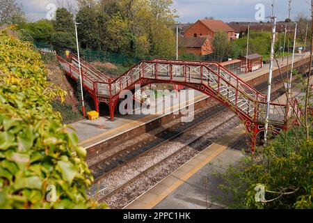 A listed victorian bridge at Garforth Railway Station in Leeds which is ...