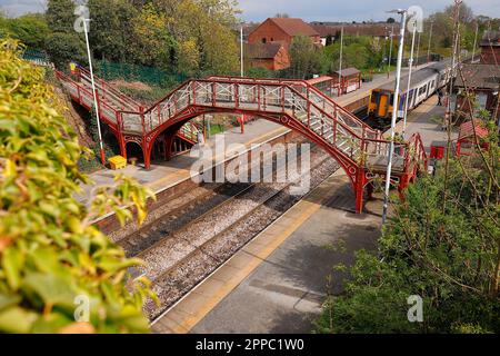 A listed victorian bridge at Garforth Railway Station in Leeds which is ...