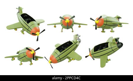 Cartoon Plane different angles isolated on white background high ...