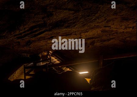 Bex, Vaud Canton, Switzerland - 8 April 2023: Underground of Bex salt ...