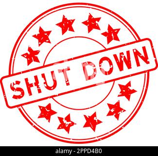 Grunge red shutdown word rubber seal stamp on white background Stock ...