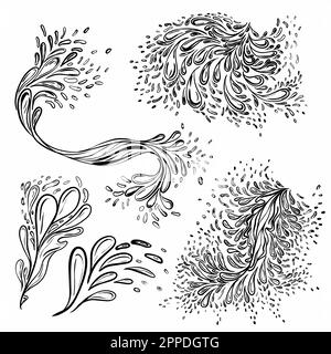 Cocktail with pomegranate and with splash line art Stock Vector Image ...