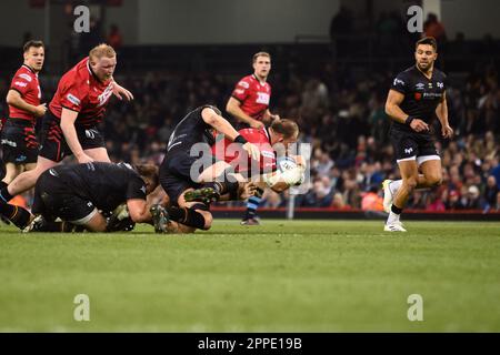 Corey Domachowski of Wales in action during the 2024 Guinness 6 Nations ...