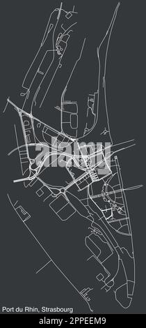 Street roads map of the PORT DU RHIN DISTRICT, STRASBOURG Stock Vector ...
