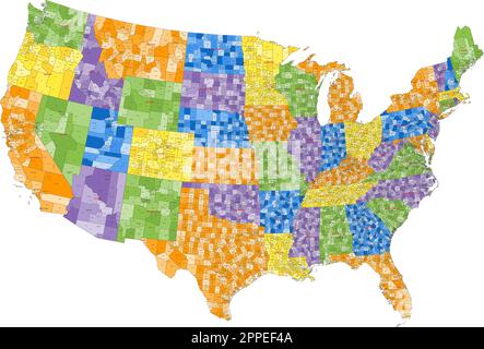 Complex USA political map with, every major city and roads. Green color ...