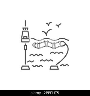 Tidal energy related vector linear icon. Hydropower resource. Vector ...