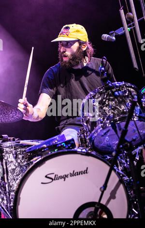 Max Oleartchik of Big Thief performs live at Alcatraz on April 23, 2023 ...