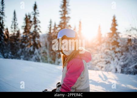 Girl on Ski Slope Stock Photo - Alamy