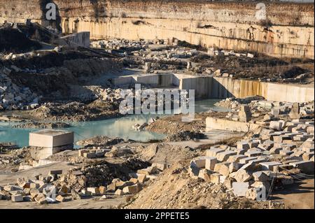 Tivoli. Lazio. Italy. Travertine quarry along the via Tiburtina, the ...