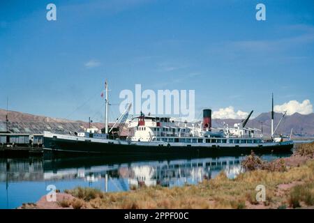 Steamship Ollanta,(built in Hull, UK), at the dockside in Guaqui ...