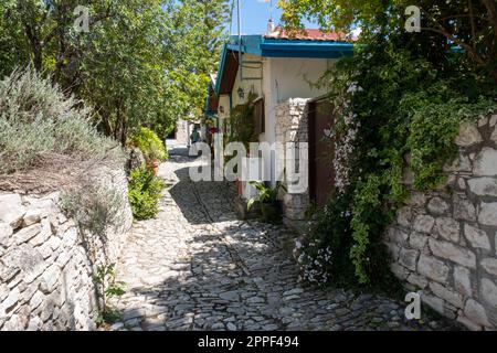 Authentic cobbled street, Lania village, Limassol district, Cyprus ...