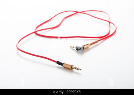 Red AUX(Auxiliary) cable with 3.5 mm jack Male-to-Male isolated over ...