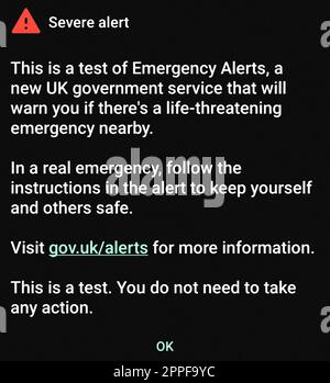 A warning of the 3pm Emergency Text Alert on the big screen ahead of ...