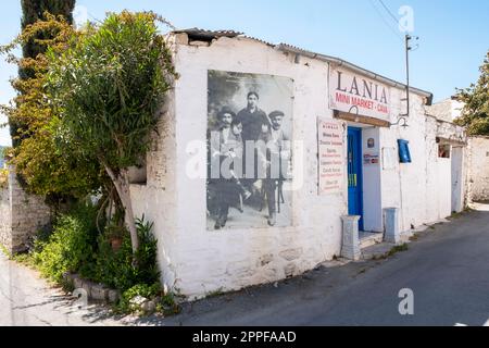 Street scene and Lania mini market, Lania village, Cyprus Stock Photo ...