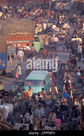 traffic on a marketstreet with a rickshaw Taxi in the old Town of Old ...