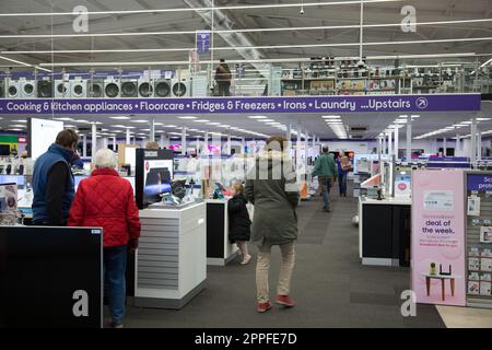 Currys PC world store, interior, selling kitchenware and kettles ...