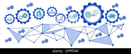 Concept of roi with icons in cogwheels Stock Photo - Alamy