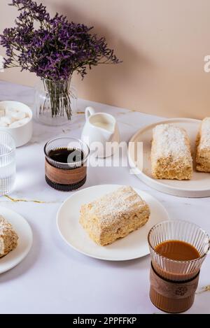 homemade cake made of several layers and cream Stock Photo - Alamy