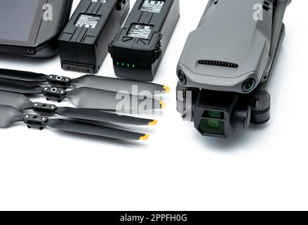 Drone LiPo battery on white background. Rechargeable battery of drone ...