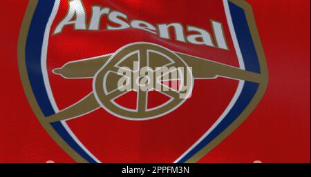 The flag of Arsenal Football Club waving Stock Photo - Alamy