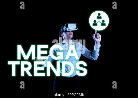 Hand writing sign Mega Trends, Business concept powerful phenomena ...